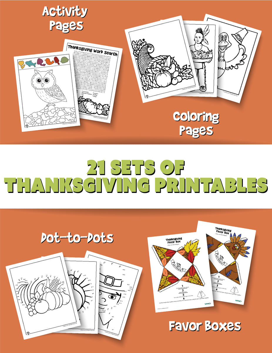 Thanksgiving Printable Kids Activities Bundle – PDF Printables from Woo ...